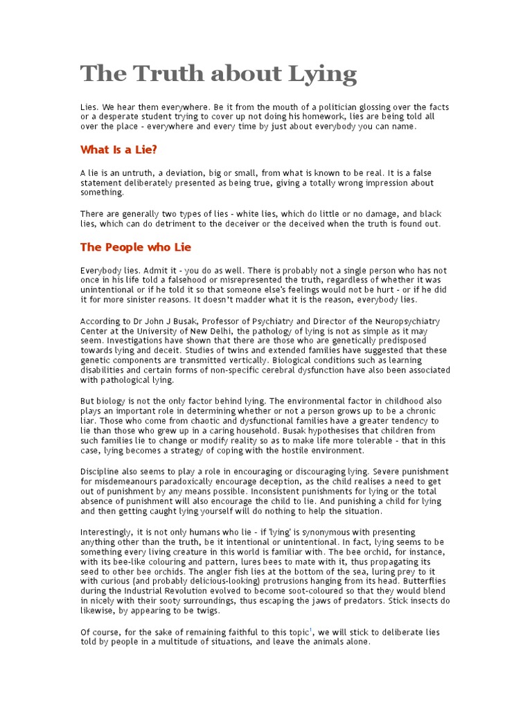 Understanding the Nature of Lies | PDF | Lie | Nonverbal Communication