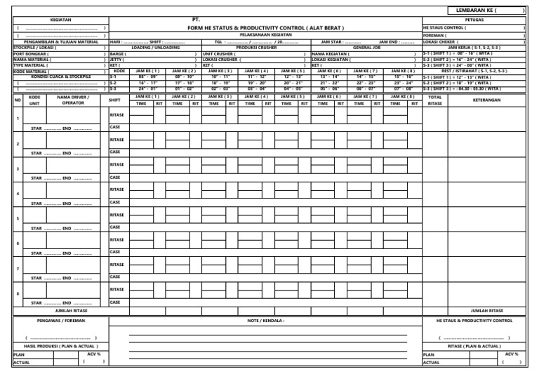 Form Ritase Alat Angkut (Dump Truck) | PDF