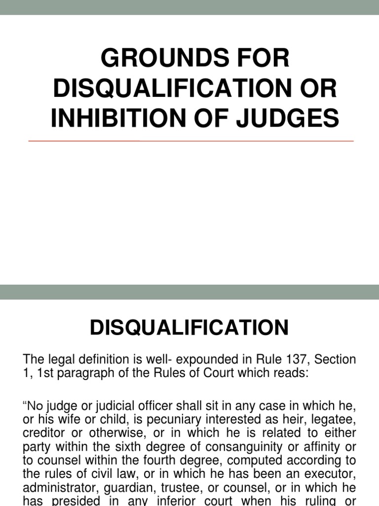 Grounds For Disqualification or Inhibition of Judges | PDF | Judge ...