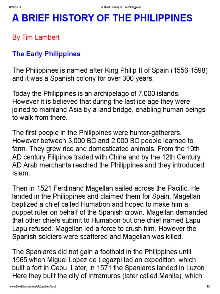 Brief Overview of Philippine History | PDF | Philippines | Corazon Aquino