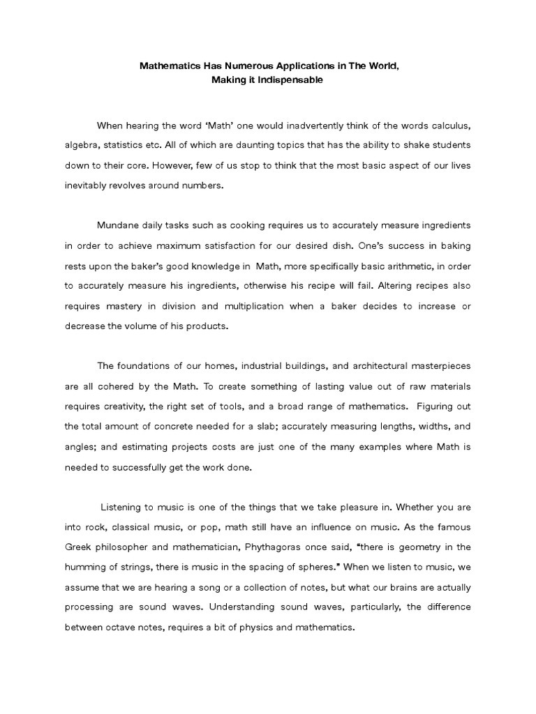 Mathematics Has Numerous Applications in The World, Making It ...