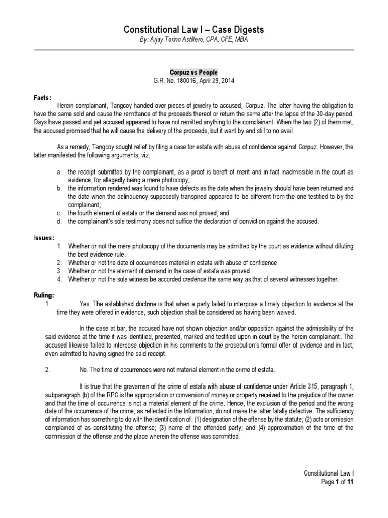 Constitutional Law Case Digests | PDF | United States Constitution | Bail