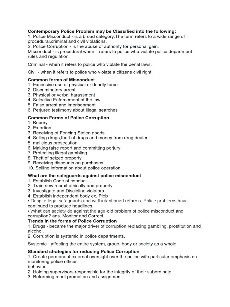 Contemporary Police Problem | PDF | Police Misconduct | Police Officer