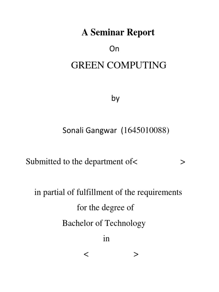 Green Computing Seminar Report | PDF