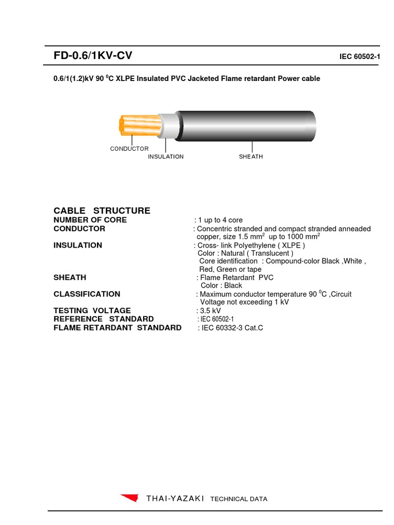 FD-0.6/1KV-CV: Cable Structure | PDF | Insulator (Electricity ...