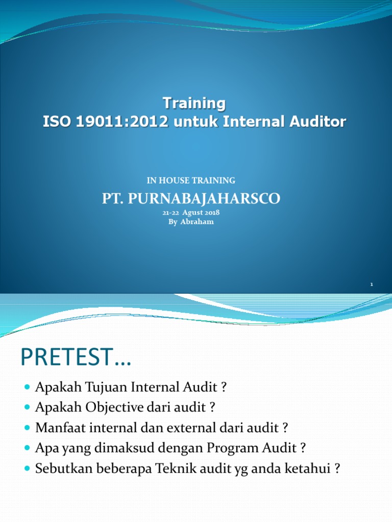 Materi Auditor Internal Training Pdf