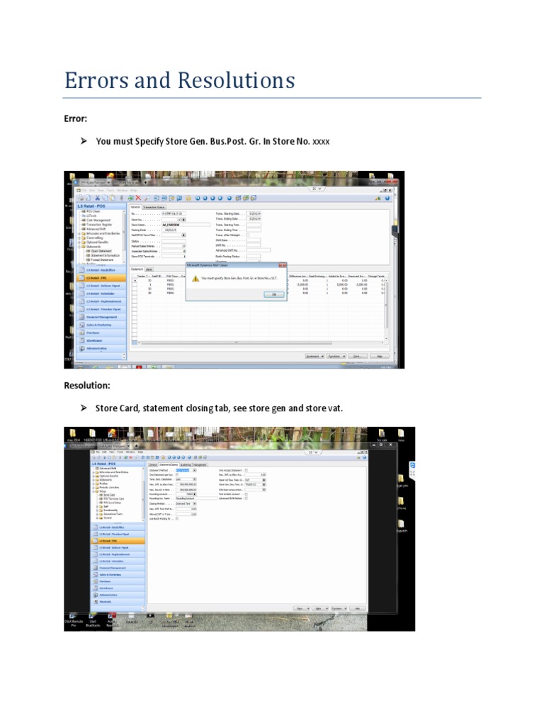 LS Retail Error Resolutions Guide | PDF | Point Of Sale | Replication ...