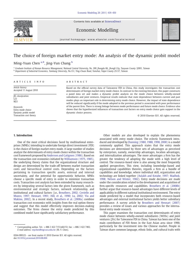 Entry Mode Strategy | PDF | Joint Venture | Foreign Direct Investment