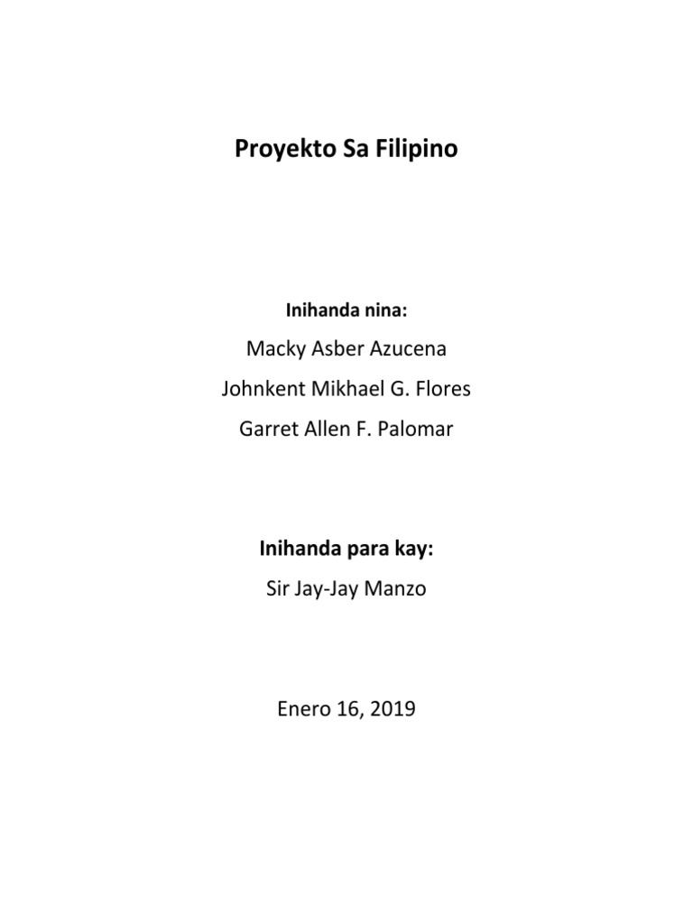 Proyekto Sa Filipino | PDF