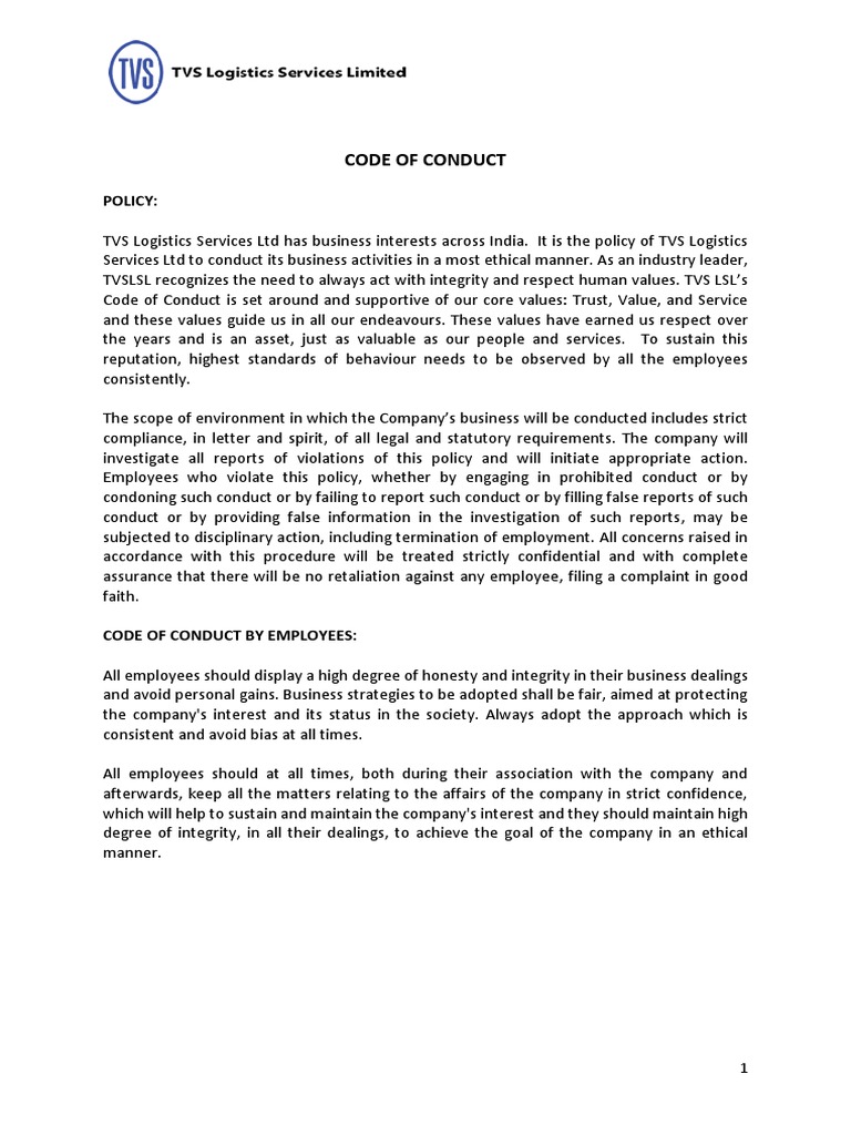 Code of Conduct: Policy | PDF | Bribery | Employment