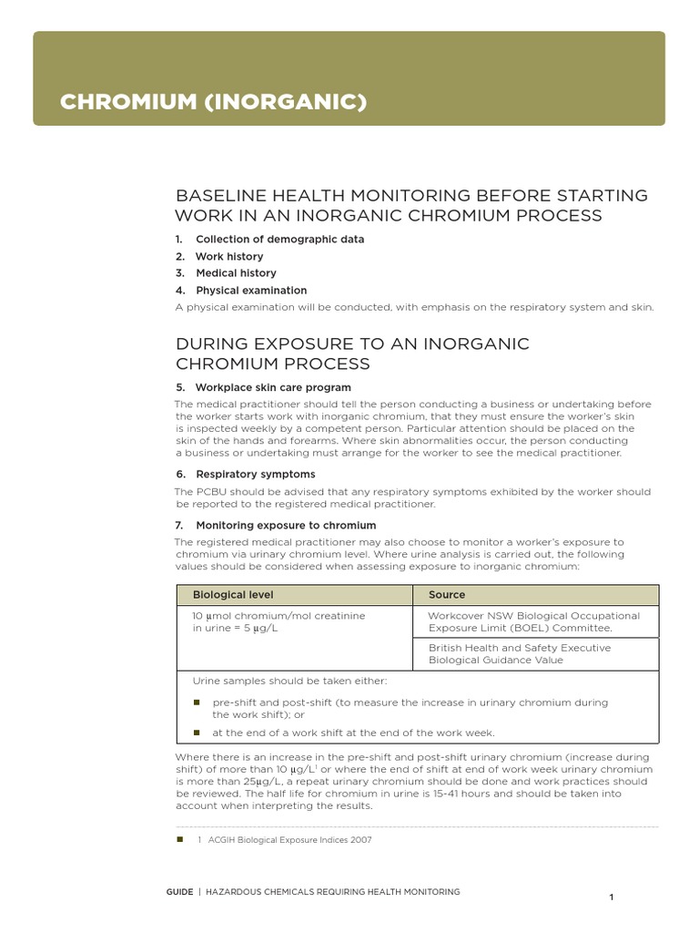 Guidelines for Medical Monitoring of Workers Exposed to Inorganic ...