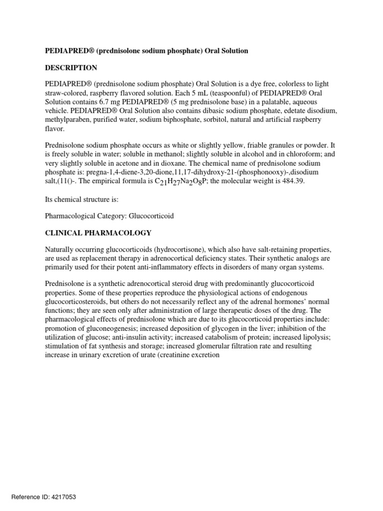 Label Pediapred Ngu N FDA | PDF | Dose (Biochemistry) | Chemistry