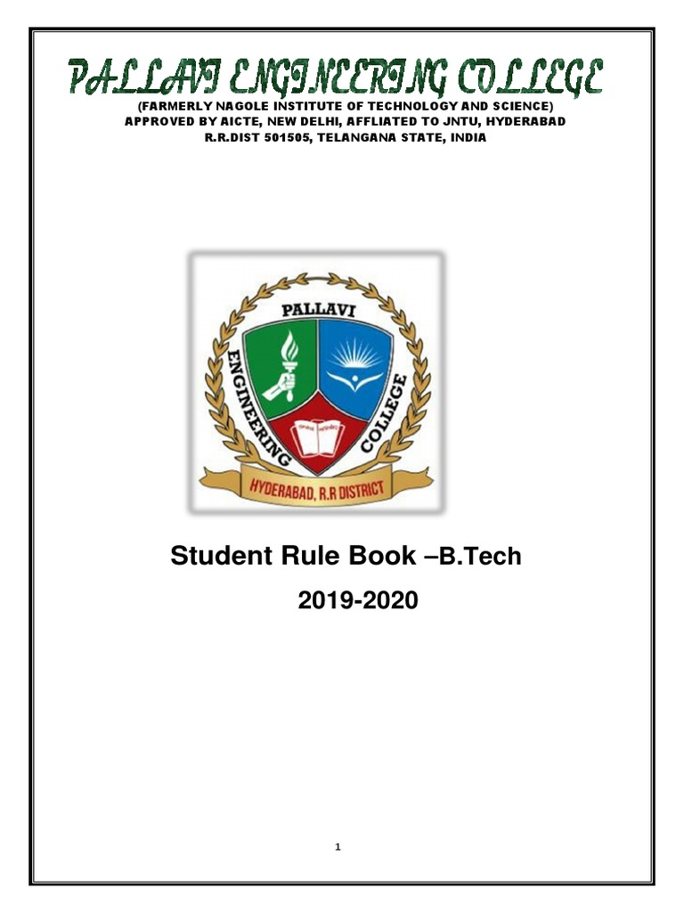 Student Rule Book - : B.Tech 2019-2020 | Download Free PDF ...