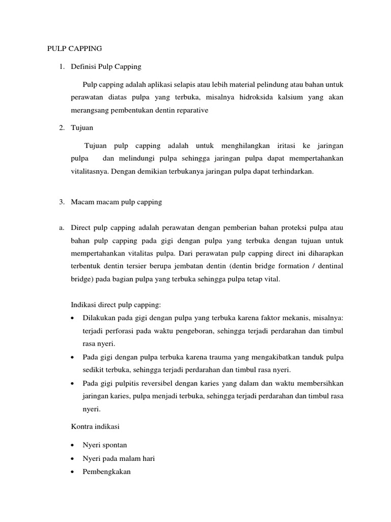 Panduan Lengkap Pulp Capping Gigi | PDF