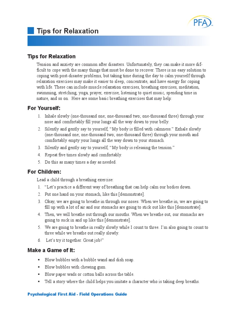 Relaxation Techniques After Disasters | PDF | Wellness