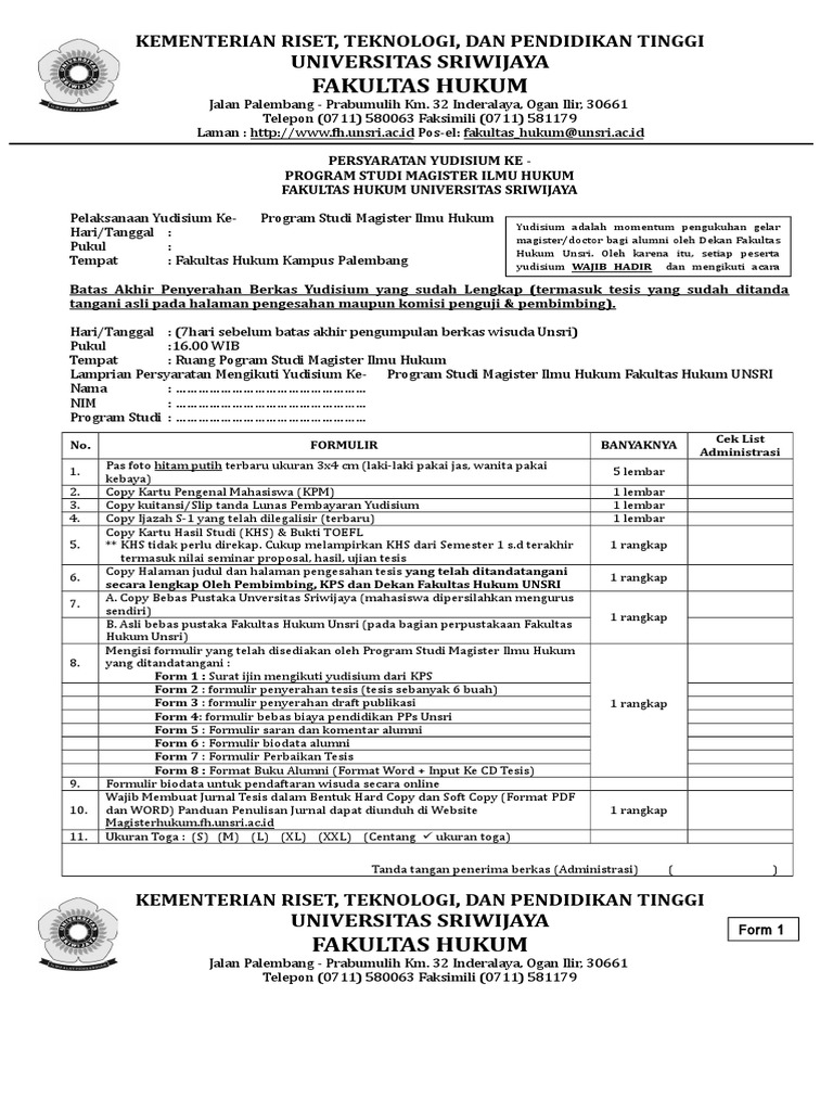 Berkas Unsri Yudisium s2 | PDF