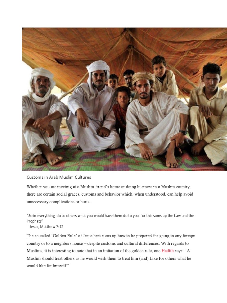 Customs in Arab Muslim Cultures | PDF | Mosque | Religion And Belief