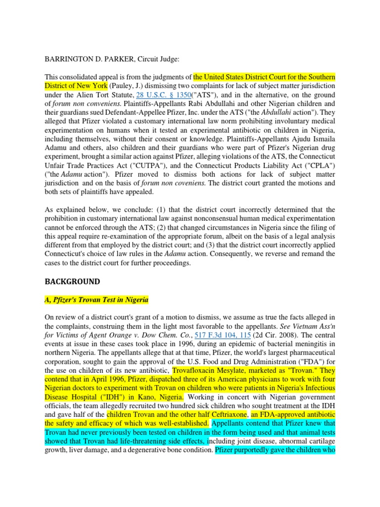 Background: A, Pfizer's Trovan Test in Nigeria | PDF | International ...