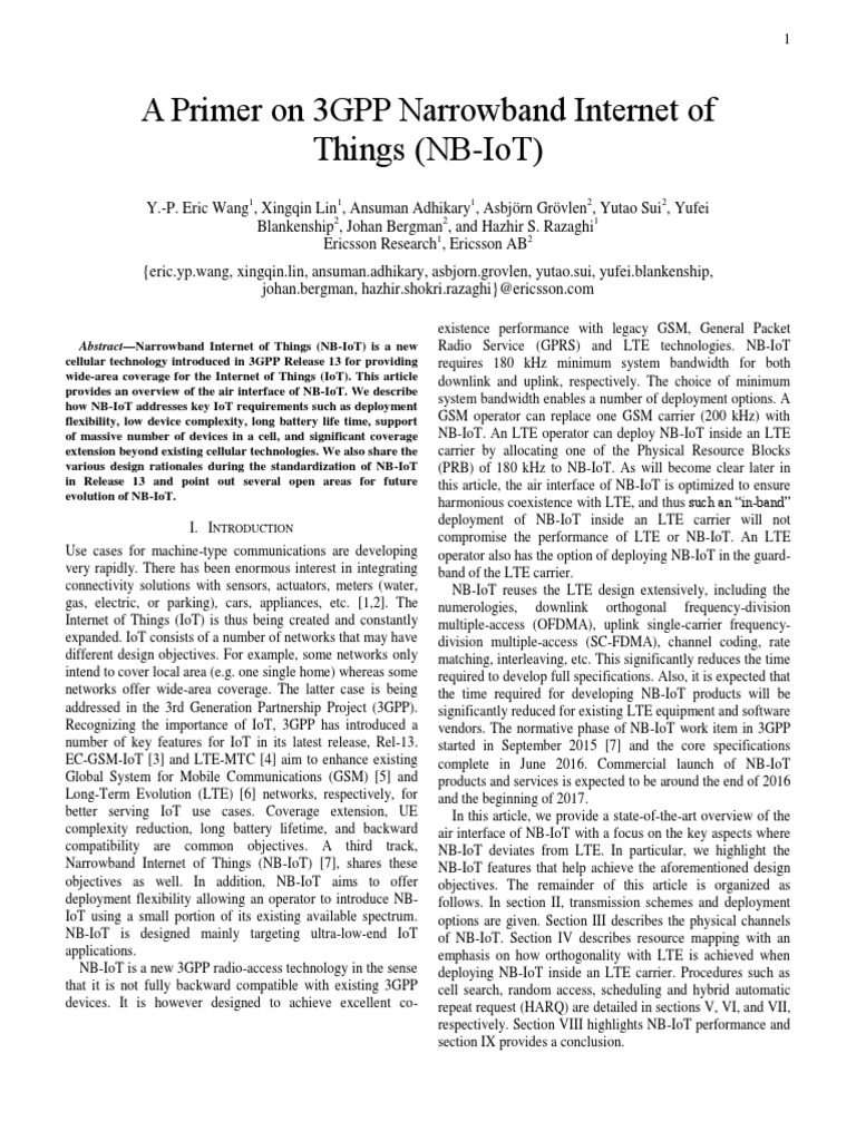 A Primer On 3GPP NB IoT PDF | PDF | Orthogonal Frequency Division ...