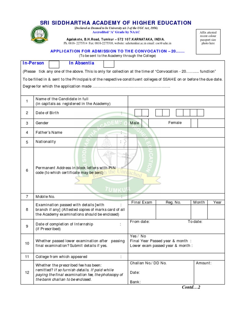 Sri Siddhartha Academy of Higher Education: In-Person in Absentia | PDF ...