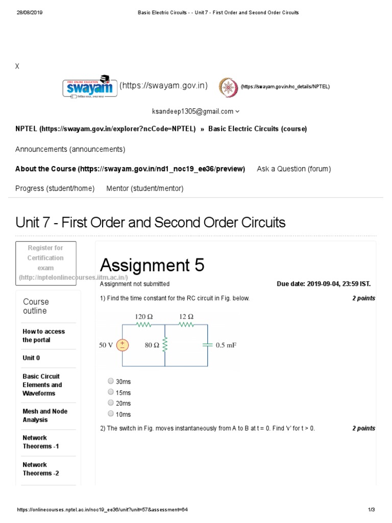 First & Second Order Circuit Analysis | PDF | Electrical Network ...