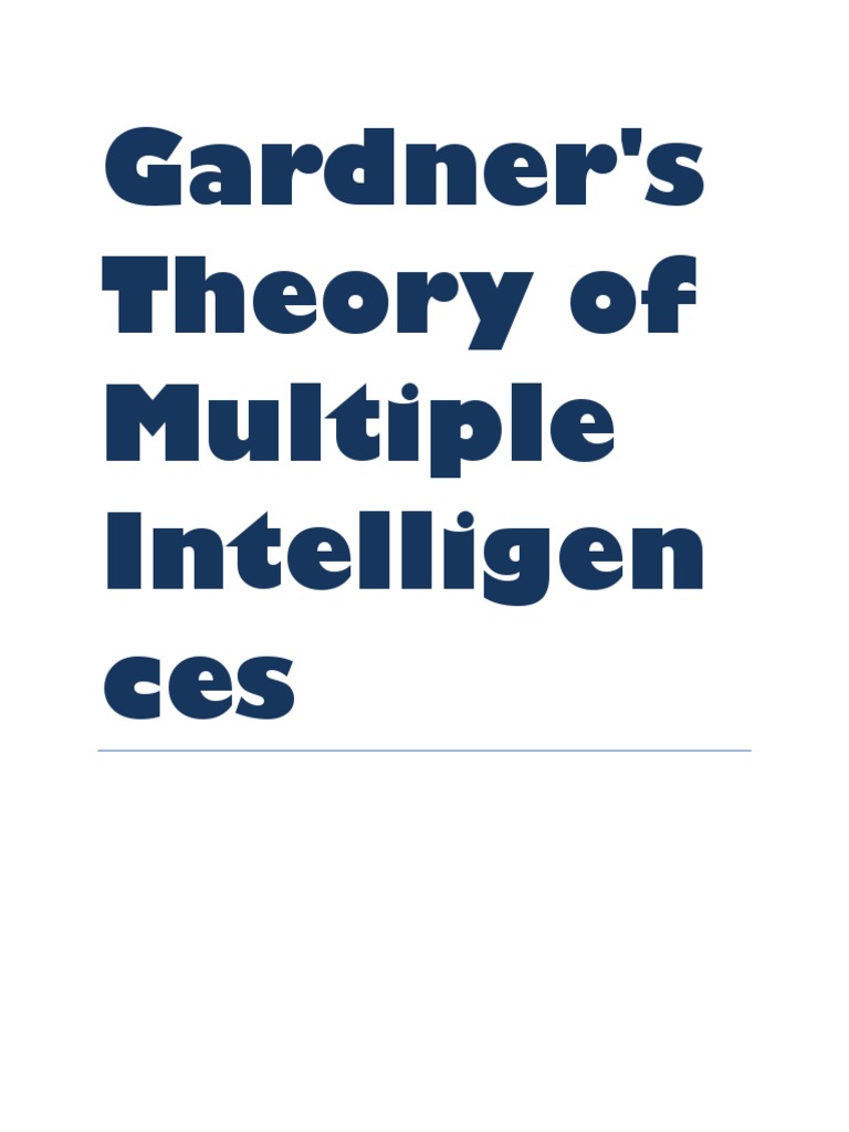 Gardner's Theory of Multiple Intelligen Ces | PDF | Intelligence ...