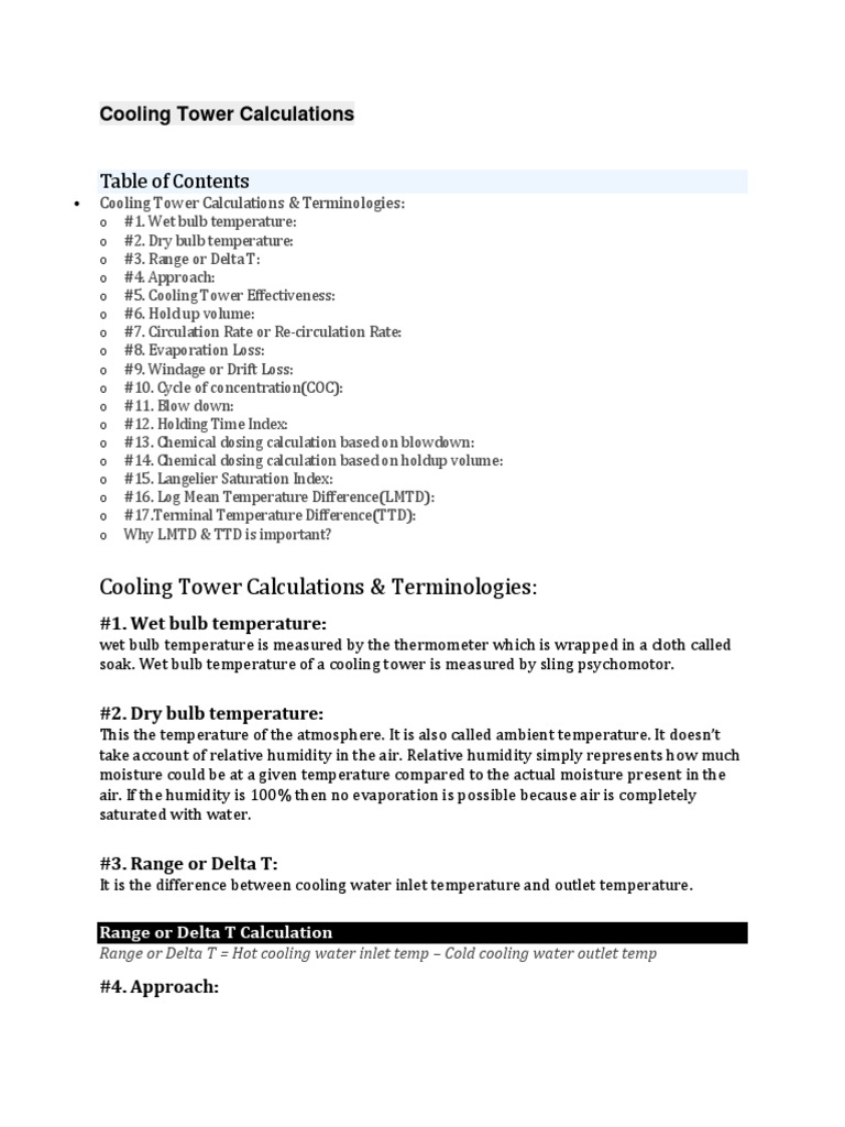 Cooling Tower Calculation Essentials | PDF | Heat Exchanger | Heat Transfer