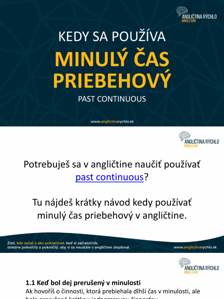 Past Continous Minuly Cas Priebehovy Prezentacia | PDF