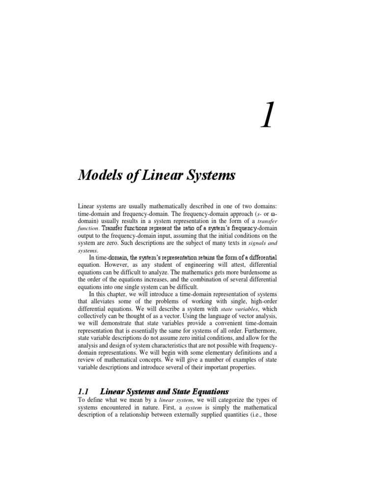 Models of Linear Systems | PDF | Mathematical Model | Linearity