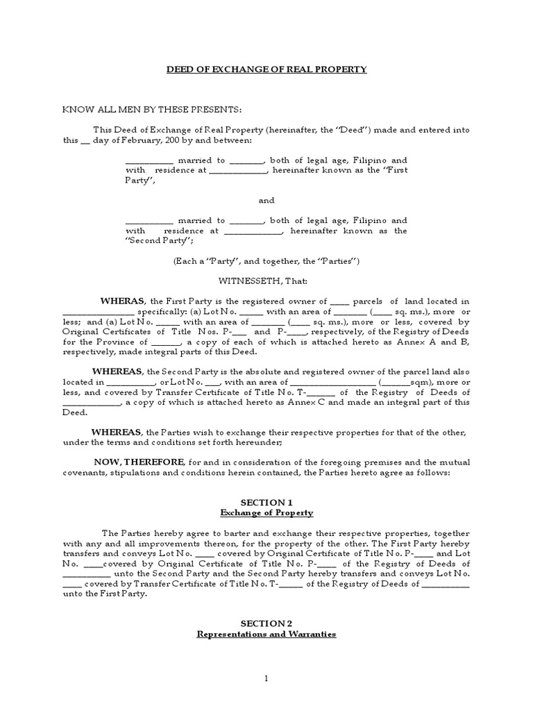 Deed of Exchange | PDF | Deed | Natural Resources Law