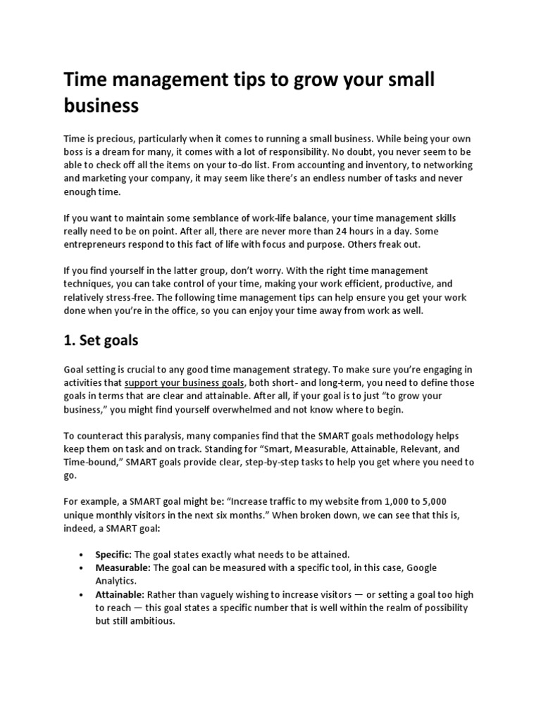 Time Management Tips To Grow Your Small Business | PDF | Time ...