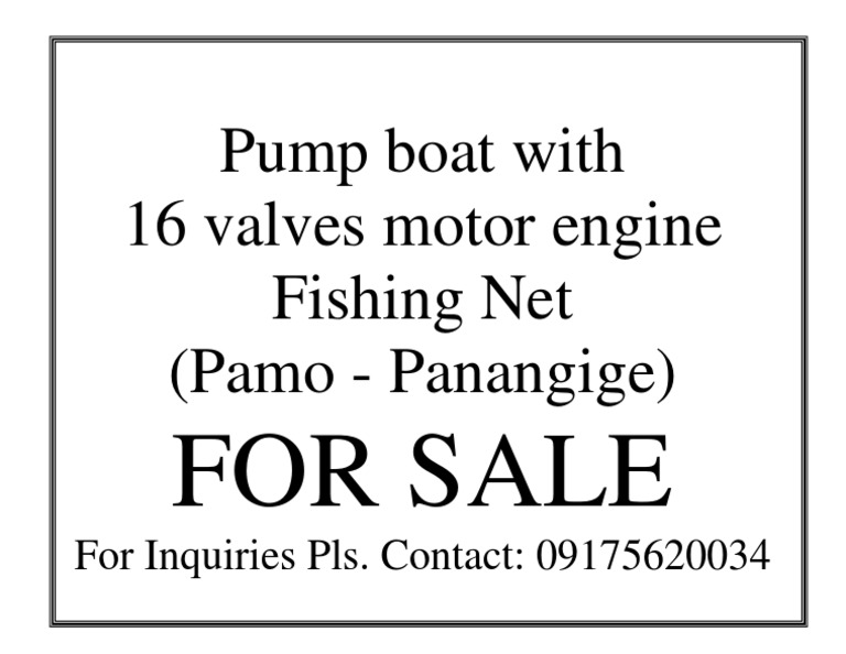 Pump Boat With 16 Valves Motor Engine Fishing Net (Pamo - Panangige) | PDF