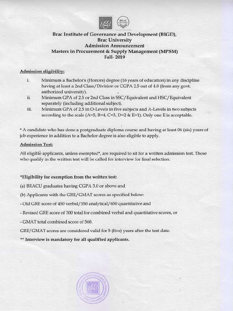 MPSM Admission Detail | PDF