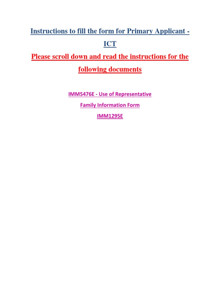 Instructions To Fill The Document - ICT | PDF | Identity Document ...