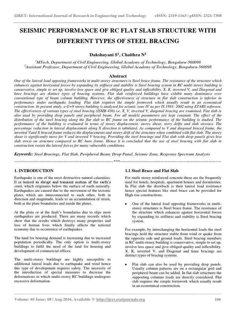 Seismic Performance of RC Flat Slab Structure With Different Types of ...