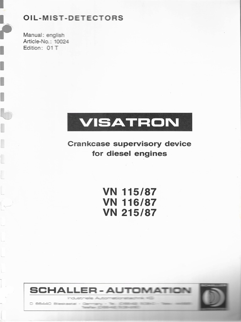 Oil Mist Dtector - Visatron - VN 115,116,215-87 | PDF