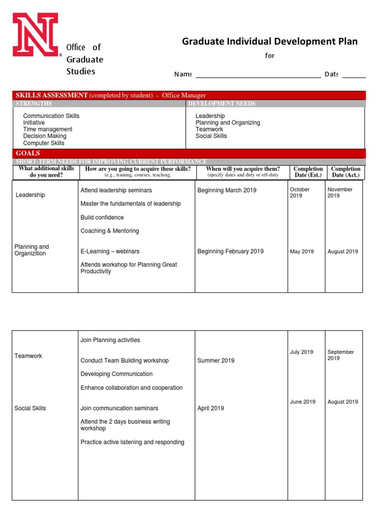 Individual Development Plan | PDF | Team Building | Leadership