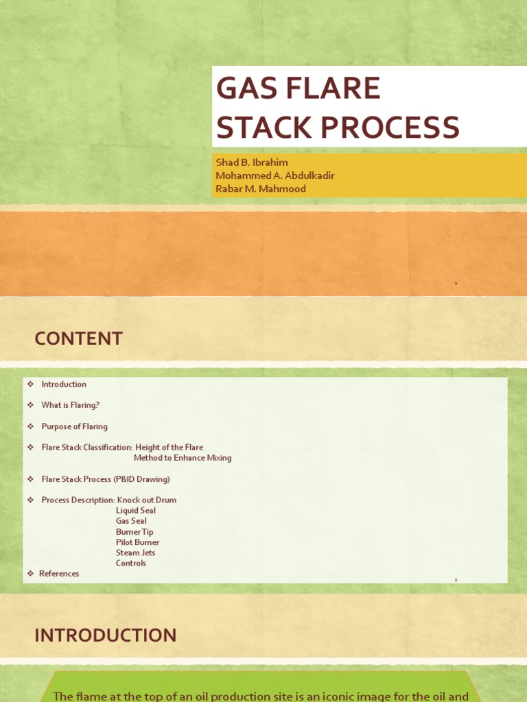 Gas Flare Stack Process: Shad B. Ibrahim Mohammed A. Abdulkadir Rabar M ...