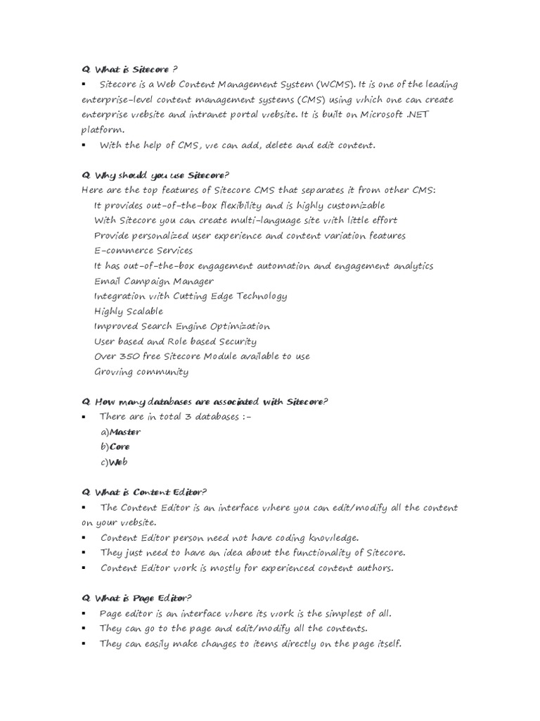 Sitecore Interview Questions Pdf Pdf Websites Databases