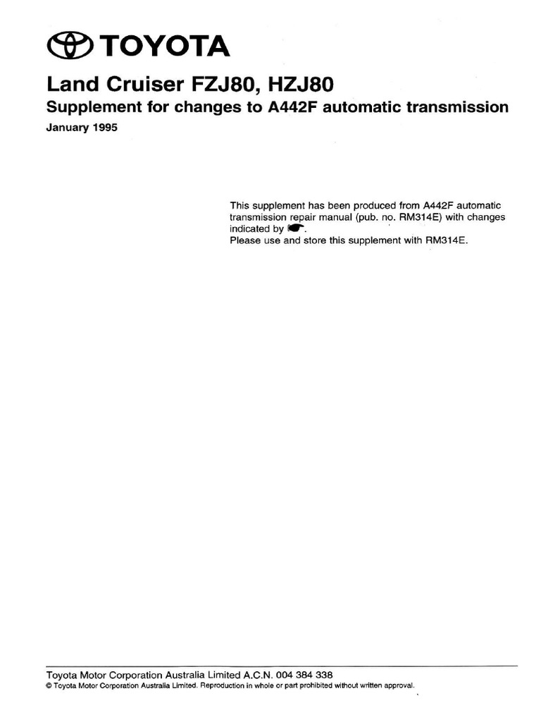 Automatic Transmission A442F RM314E-1995-Supplement | PDF ...