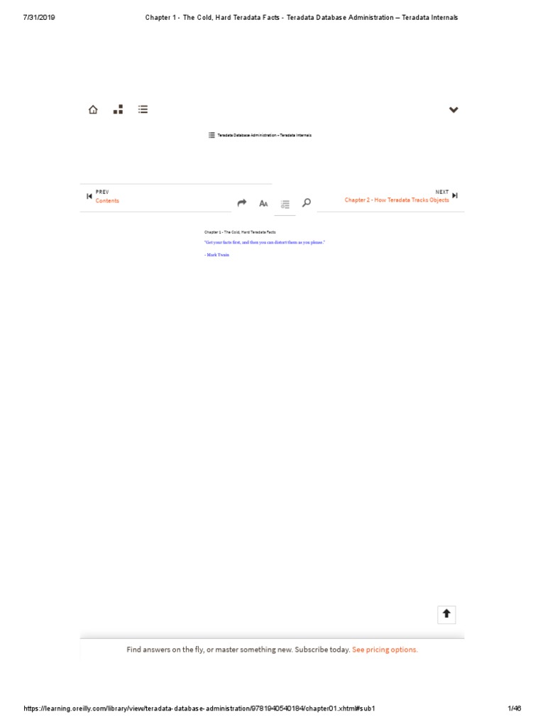 Chapter 1 - The Cold, Hard Teradata Facts - Teradata Database Administration - Teradata ...