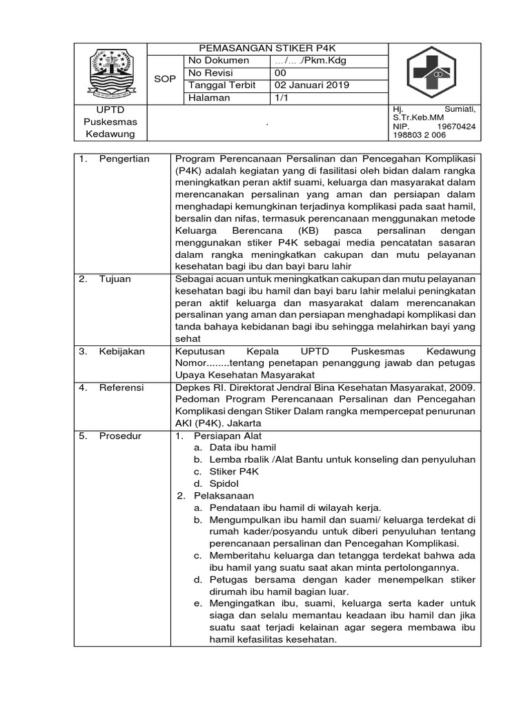 Sop Pemasangan P4K | PDF