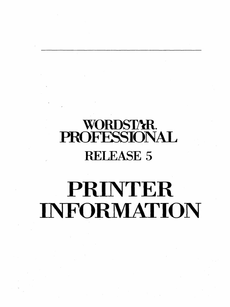 Wordstar Professional Release 5 Printer Information PDF | PDF | Printer (Computing) | Typefaces