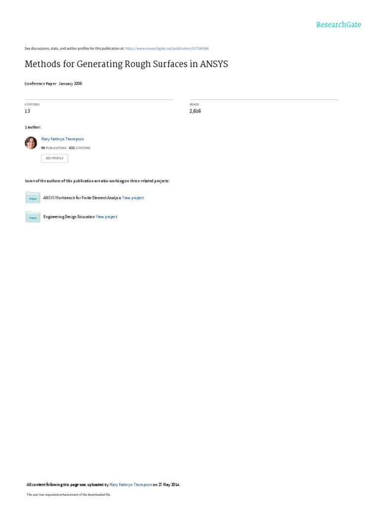 Rough Surfaces in ANSYS | PDF | Surface Roughness | Applied And ...