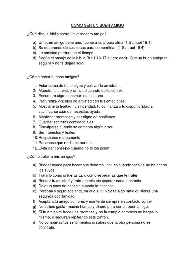 Consejos para ser un buen amigo | PDF
