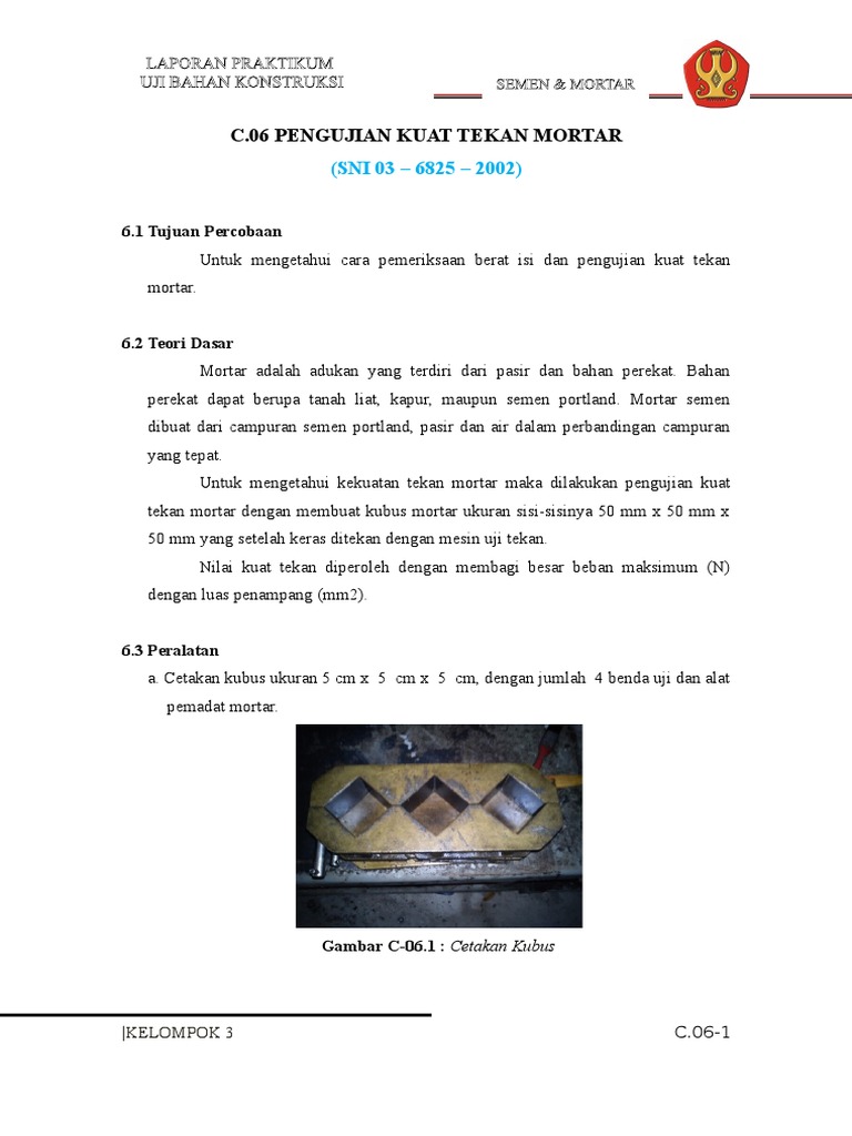 C.06 Kuat Tekan Mortar | PDF