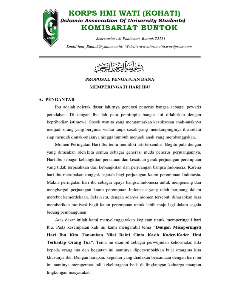 KOHATI (Proposal Hari Ibu) | PDF
