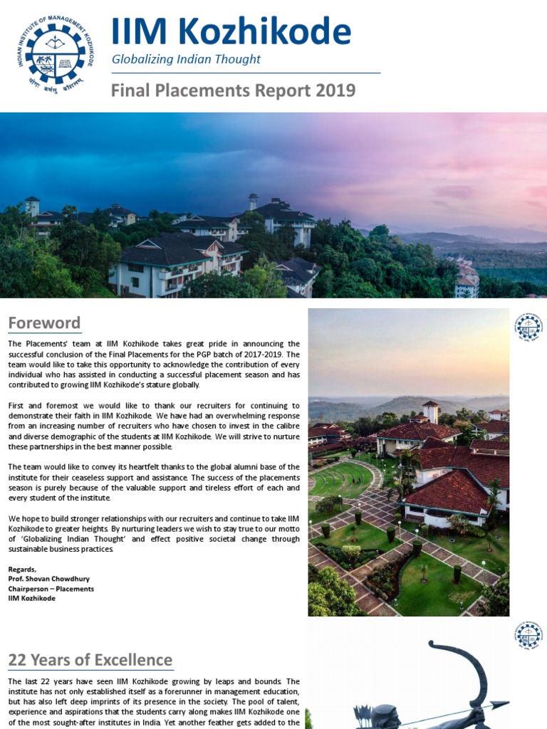 IIM Kozhikode Final Placements Report 2019: Record Placements with 100% ...