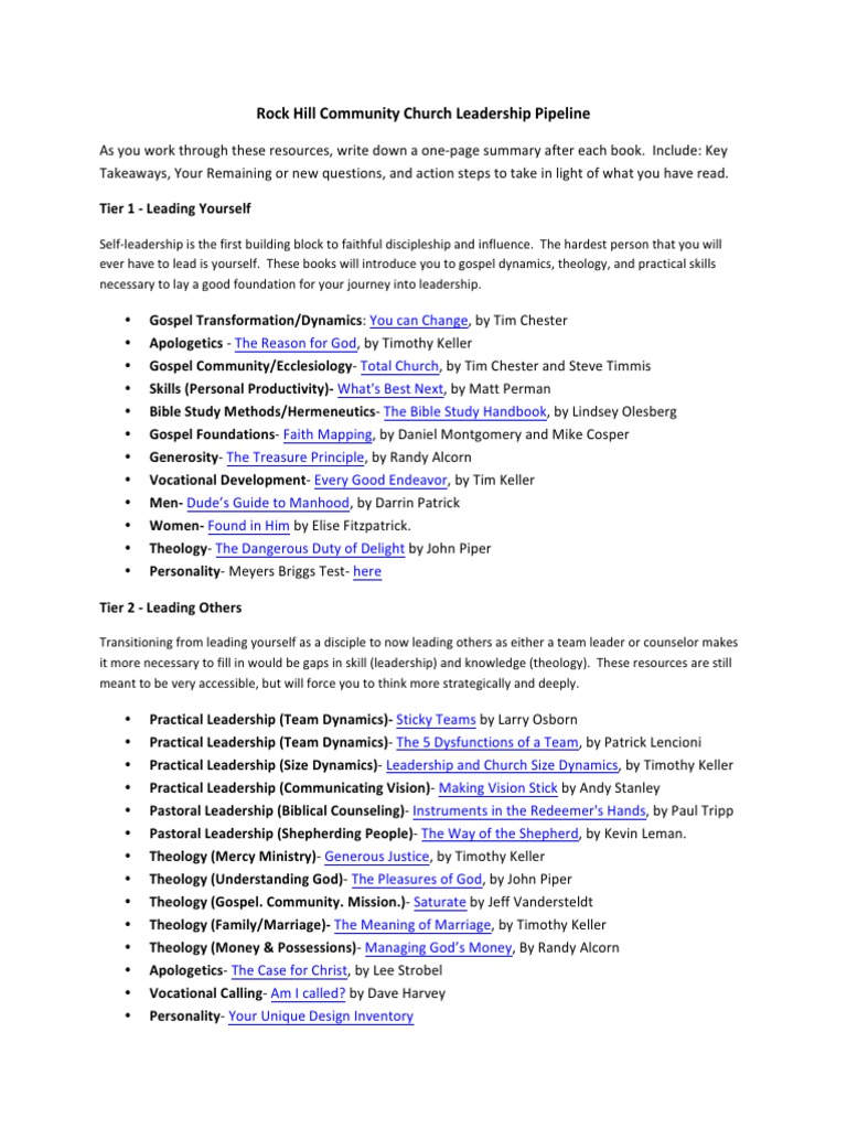 Rock Hill Leadership Development Pathway | PDF | Elder (Christianity ...