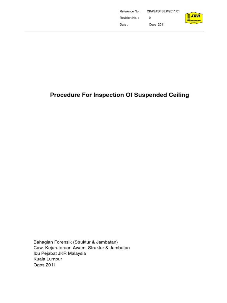 Procedure For Inspection of Suspended Ceiling | PDF | Drywall ...